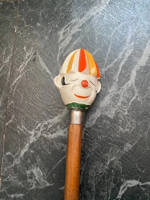 VINTAGE 1930`S CIRCUS Clown/Entertainer Walking Stick Marked Coco ...
