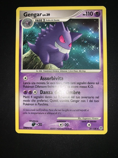 CARTA POKEMON GENGAR Lv. 39 Diamante E Perla Ita Italiano 27/130 Rara ...