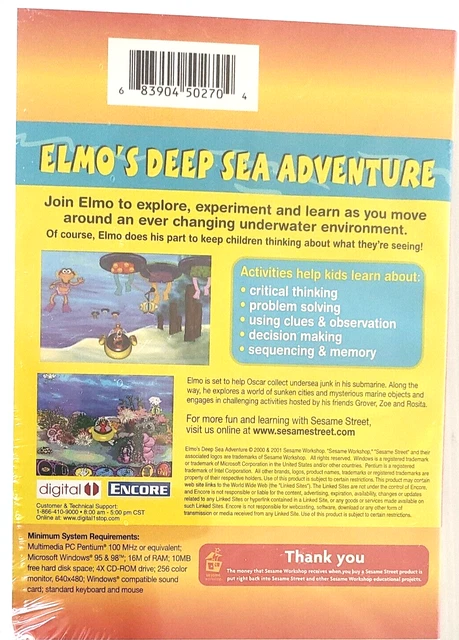 SESAME STREET PC Software Kids Education Computer Elmo's Deep Sea ...