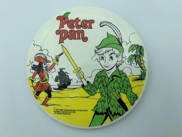 VINTAGE 1974 PETER Pan & Captain Hook NBC Television - Pinback Button ...