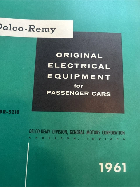 1961 DELCO REMY Original Electrical Equipment, Service Manual - 100% ...
