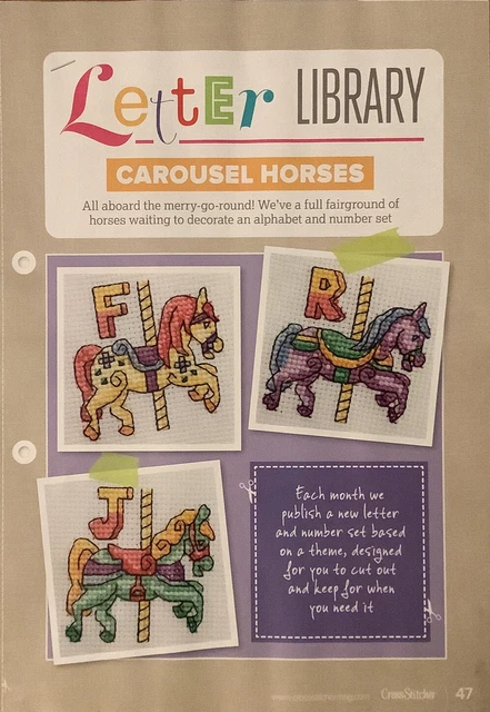 CROSS STITCH CHART - Carousel Horses Alphabet £1.20 - PicClick UK