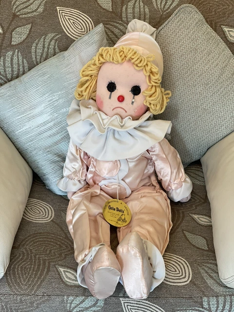 CELIA DOLLS CLOWN - Crying Sad Face Vintage Handmade Doll 90cm - Rare ...