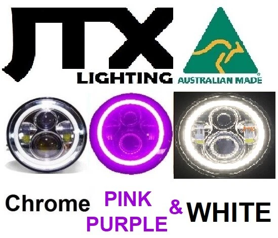 7&LED CHROME HALO PURPLEWHITE Headlights Ford Falcon GS GT XA XB XP XR ...