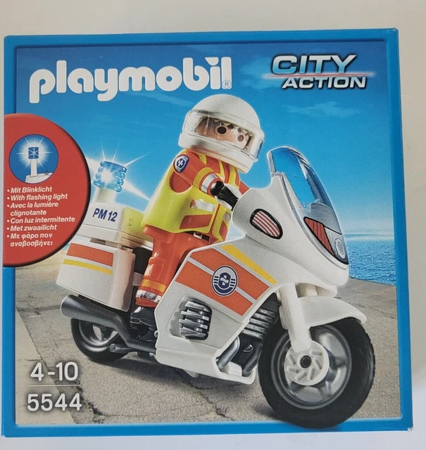 PLAYMOBIL CITY ACTION Sauveteur avec moto réf 5544 dès 4 ans EUR 39,00 ...