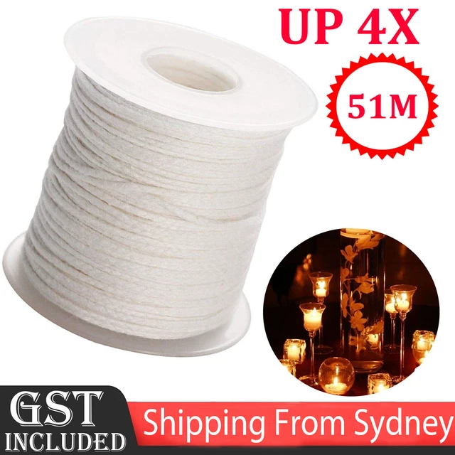 2-4X 61M/ROLL SPOOL of Cotton Square Braid Candle Wicks Wick Core ...