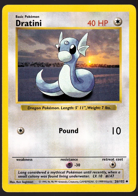 DRATINI SHADOWLESS 26/102 Base Set Pokemon TCG Card 1999 LP $11.49 ...