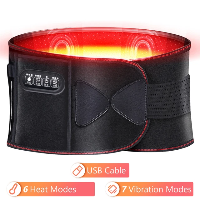 HEATING WAIST MASSAGER Electric Wrap Belt Vibration Low Back Brace Pain ...