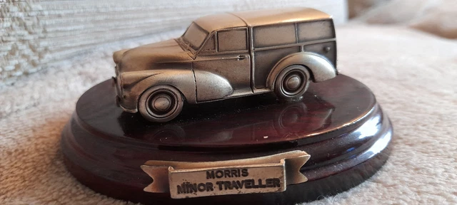 MARK MODELS PEWTER Morris Minor Traveller Car Model On Wooden Plinth £9 ...