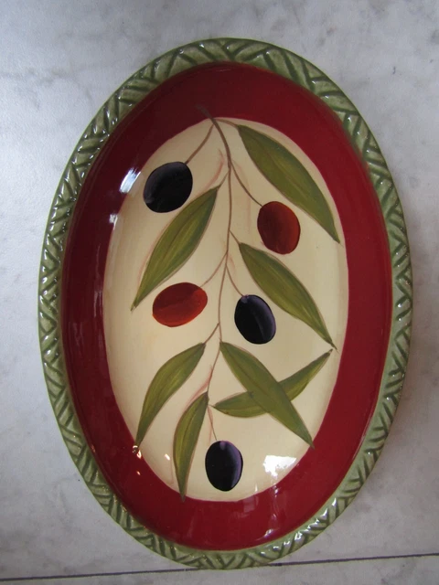 VINTAGE CLAY ART Olive Branch 8" Serving Ceramic Platter by Stone Lite ...