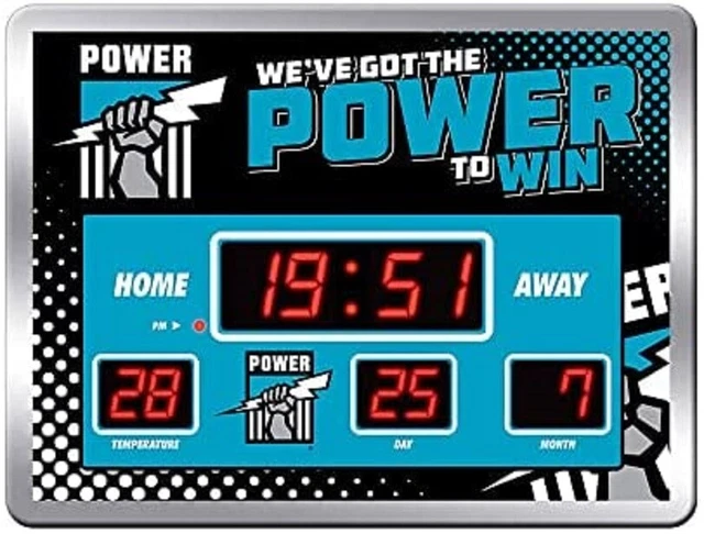 AFL SCOREBOARD LED Clock - Port Adelaide Power - Date Time Temp - Gift ...