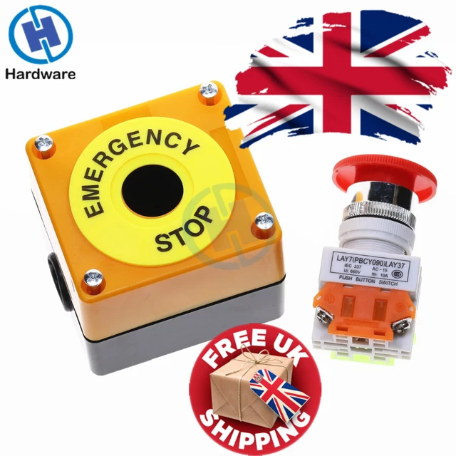 660V 10A RED Mushroom Emergency Stop Push Button Switch 1NO/1NC ...