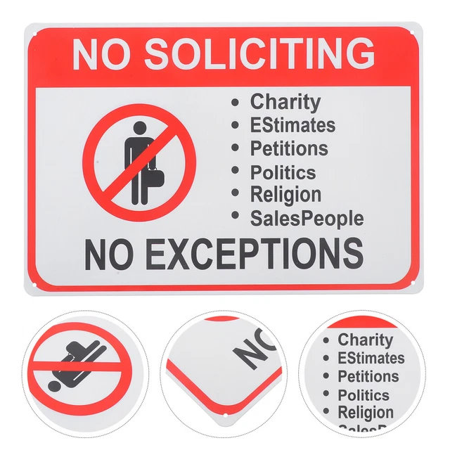 WARNING SIGN STAFF Office No Solicitation Signs Soliciting for Fence £7 ...