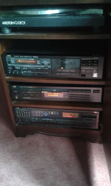 JVC VINTAGE (1980's) STEREO HI-FI SYSTEM (SEPARATES) & ROSSMORE CABINET ...