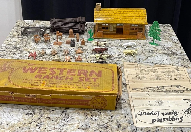 RARE VINTAGE MARX Playset Western Ranch Set 1951 EUR 46,04 - PicClick FR