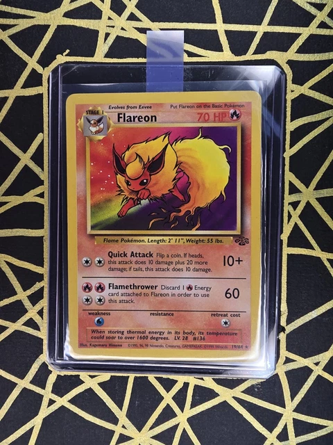 🔥 FLAREON 19/64 🔥 Original Non Holo Rare Jungle Set Pokemon Card WOTC ...