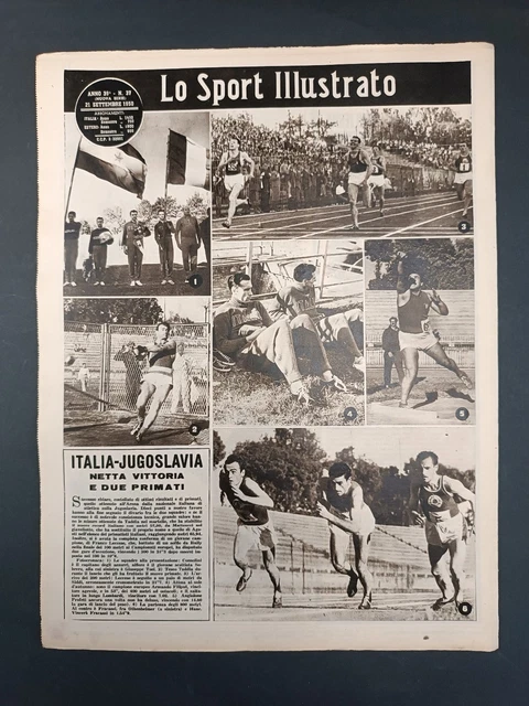 RIVISTA LO SPORT Illustrato n. 37 (1950) Italia-Jugoslavia, Fracassi ...