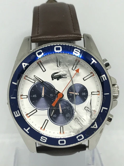 MONTRE LACOSTE GENTS Sport LC.92.1.27.2658 flambant neuve bracelet en cuir VERRE BRISÉ EUR 22,32 ...