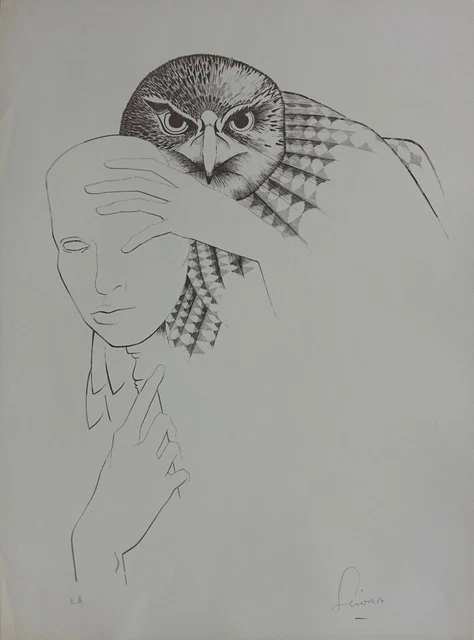 DANIEL SCIORA : La chouette, LITHOGRAPHIE Originale signée au crayon ...