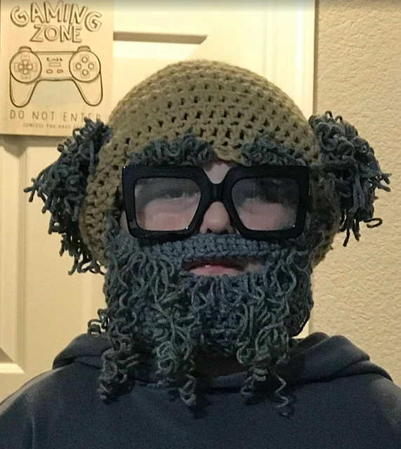 OLD MAN-100TH DAY of school- bald hair hat, Beard & Big Glasses Head ...