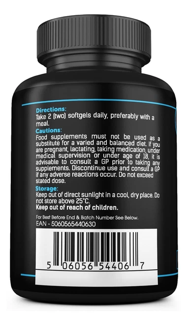 OMEGA 3 FISH Oil Capsules High Strength 20mg Daily Serving 33:22 EPA ...