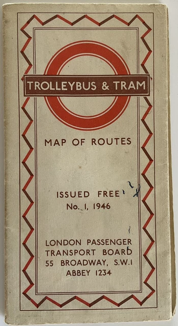 TROLLEYBUS & TRAM ‘ MAP OF ROUTES ‘ No 1, 1946, Good Clean Condition. £ ...