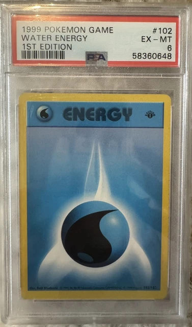 WATER ENERGY 1ST Edition PSA 6 (102/102) - Pokémon TCG 1999 Base Set ...