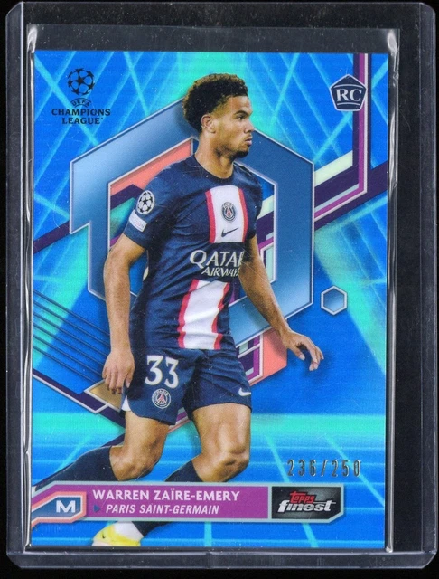 2022/23 TOPPS FINEST UEFA CC WARREN ZAIRE-EMERY /250 RC Blue Vaporwave ...