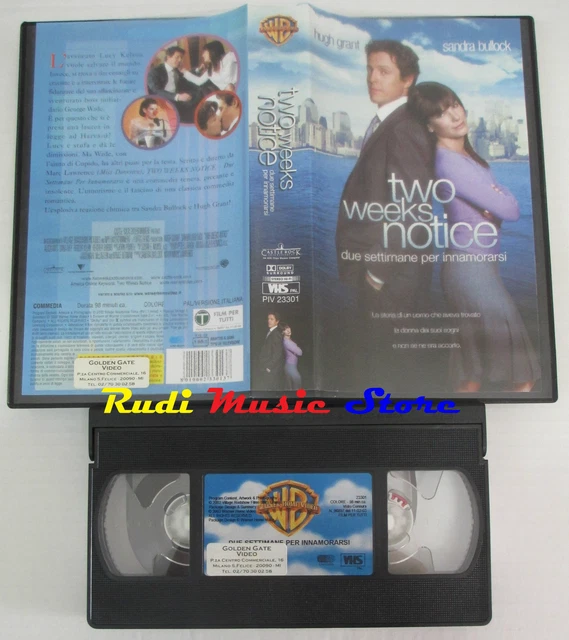 FILM VHS TWO WEEKS NOTICE due settimane innamorarsi 2003 WARNER (F168 ...
