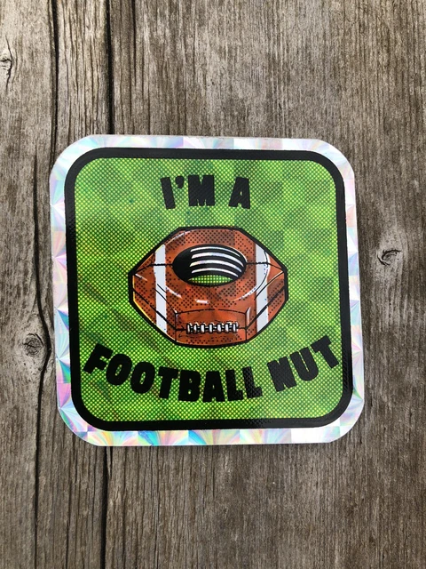 VINTAGE PRISMATIC DECAL FOOTBALL NUT 1980s Vending Machine Sticker 3x3 ...