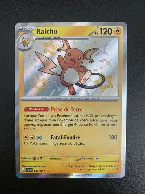 CARTE POKEMON HOLO shiny Raichu 132/091 Destinées de paldea PAF EV4.5 ...