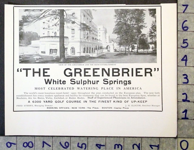 1915 GREENBRIER WHITE Soufre Springs Resort Bain Spa Hôtel Voyage Ad ...