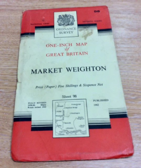 VINTAGE ORDNANCE SURVEY One Inch Map Of Market Weighton £6.00 - PicClick UK