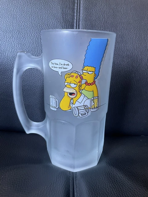 LARGE VINTAGE THE Simpsons Homer Marge Drunk Frosted Stein Downpace Ltd ...