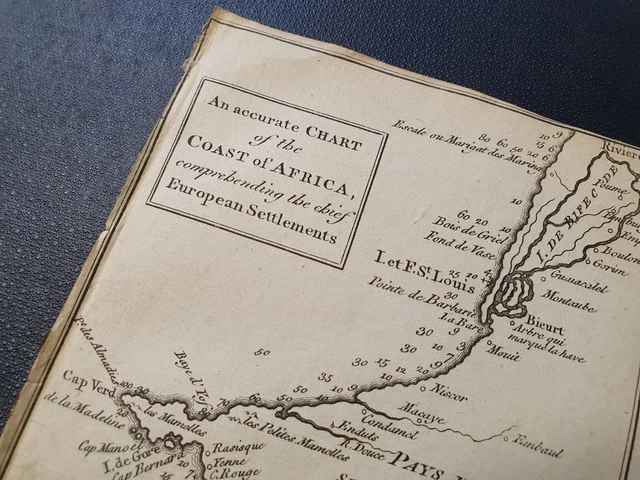 ANTIQUE MAP CHART of the West Coast of Africa French Senegal 1758 £75. ...