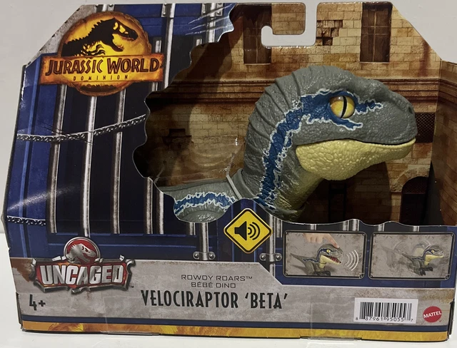 JURASSIC WORLD DOMINION Uncaged Rowdy Roars Velociraptor Blue Baby Beta ...