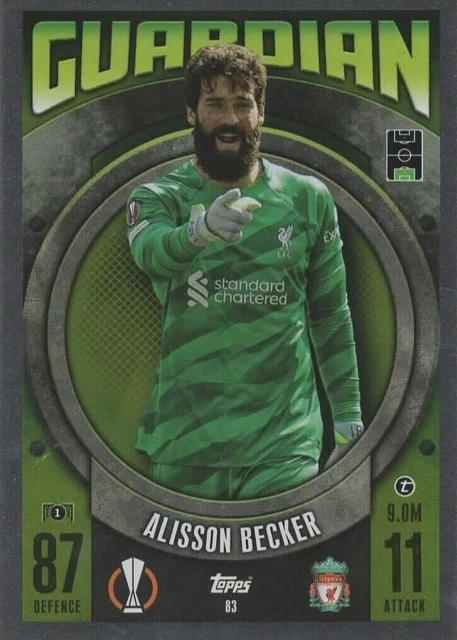 CARTA GUARDIAN MATCH Attax CL/EL 2023/24 ALISSON BECKER Liverpool nuova ...