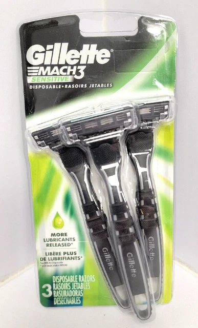GILLETTE MACH3 SENSITIVE 3-Blade Disposable Razor (1 Pack of 3 Razors ...