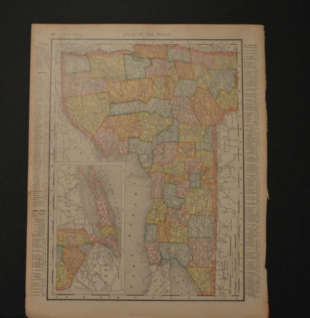 ANTIQUE COLOR MAP of New York. Circa 1903. Nice detail $50.57 - PicClick AU