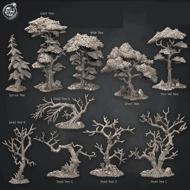 TREE MINIATURES TERRAIN Forest Scatter Warhammer 40k DnD Battle Map ...