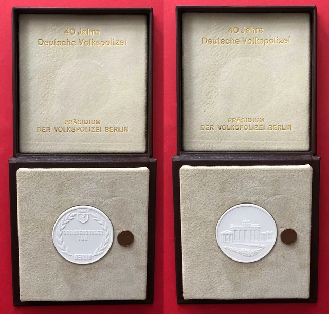 DDR MEDAILLE IM Leder Etui 40 Jahre Deutsche Volkspolizei Präsidium RAR ...