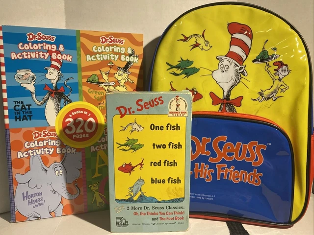 DR SEUSS COMBO Pack - Kids Backpack, NEW Coloring Book 320 Pages & VHS ...