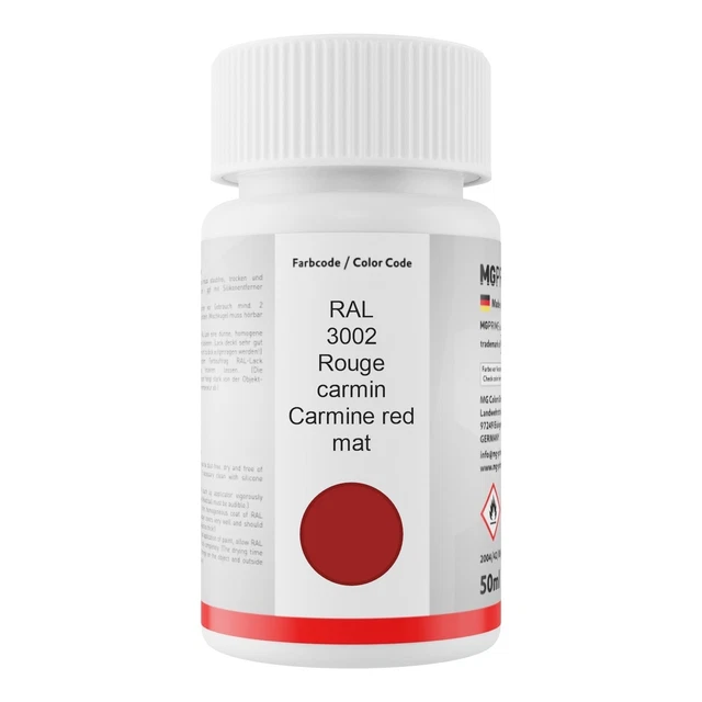 RAL 3002 ROUGE carmin Carmine red mat stylo retouche 50ml à séchage ...