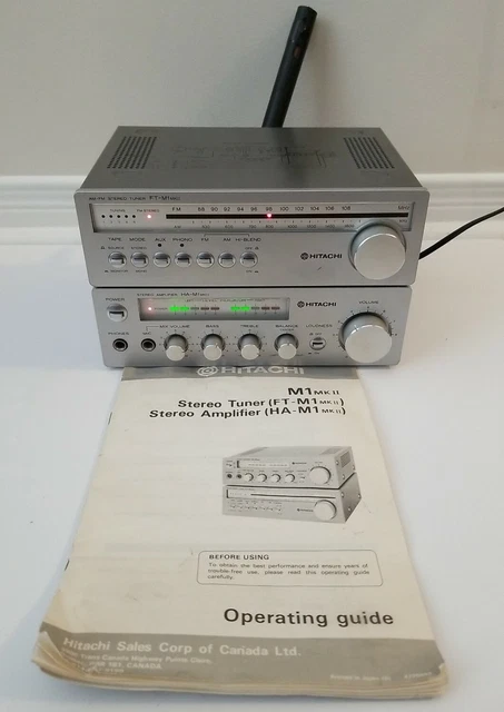 1979 HITACHI HA-M1 MK2 MINI Integrated Amp + FT-M1 MK2 Tuner RARE MINI ...