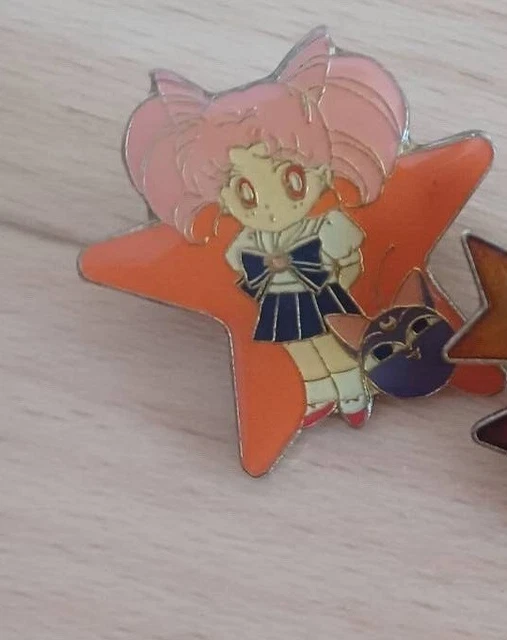 TOEI SAILOR MOON Chibiusa RINI & Luna P 1.75" Enamel Metal PIN 1993 ...