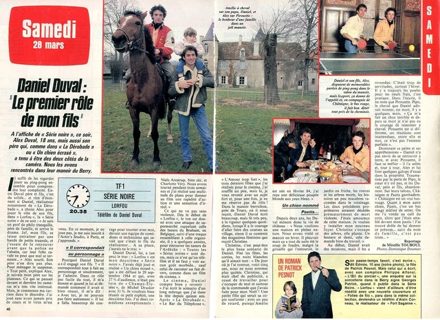 COUPURE DE PRESSE Clipping 1987 Daniel Duval et son fils Alex (2 pages ...