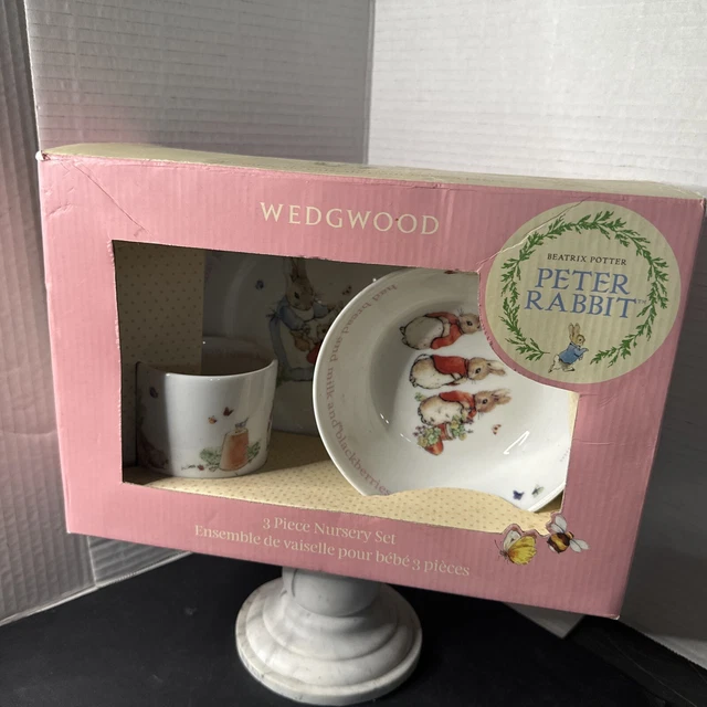 WEDGWOOD PETER RABBIT 3 Piece Nursery Set Beatrix Potter w/ Box Unused ...