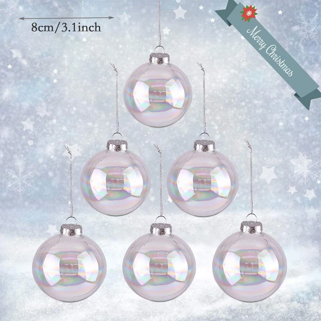 CRAFT IRIDESCENT SPHERE 6 8 10cm Glass Fillable Baubles Balls Christmas ...
