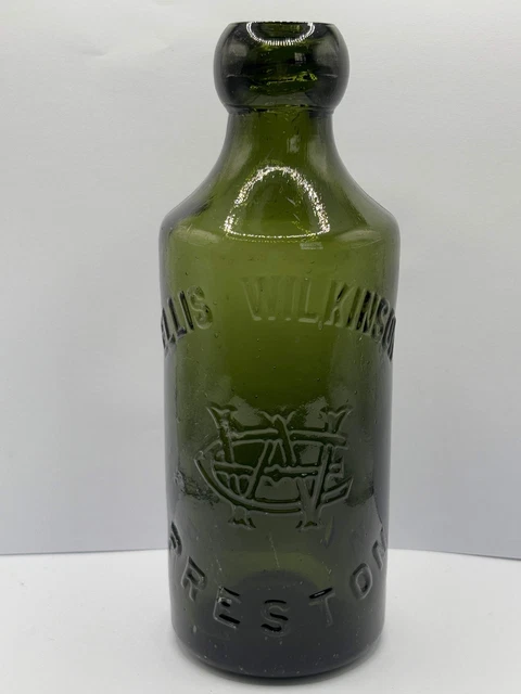 OLD GLASS GINGER beer bottle, Ellis Wilkinson Preston £8.00 - PicClick UK