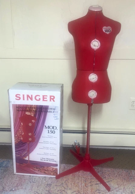 SINGER DF150SMRD RED Dress Form Mannequin Adjustable Sizes 10-16 $90.00 ...
